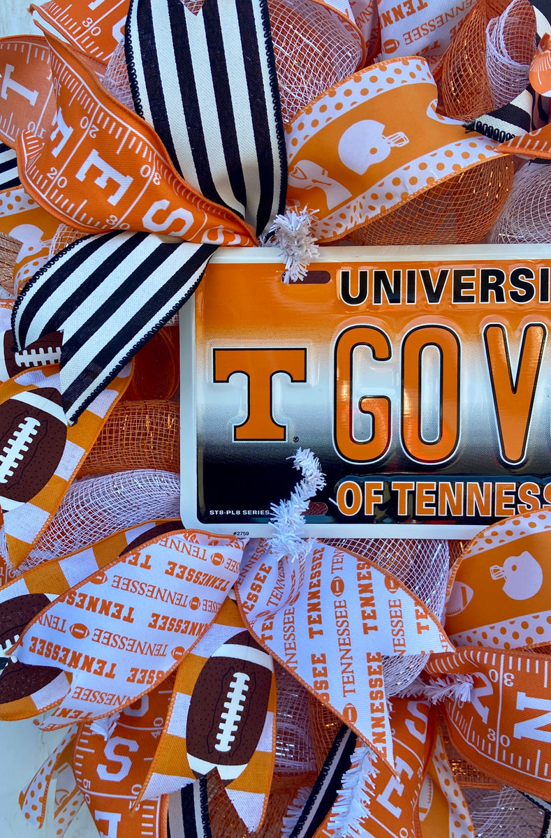 24" Diameter Tennessee football Front Door Wreath, Mesh and ribbon, Vo ...