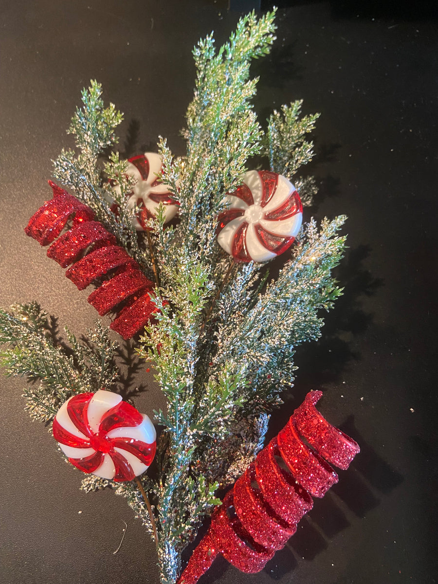 17.5" Cedar Curl Peppermint Candy Spray – Door and Decor, LLC