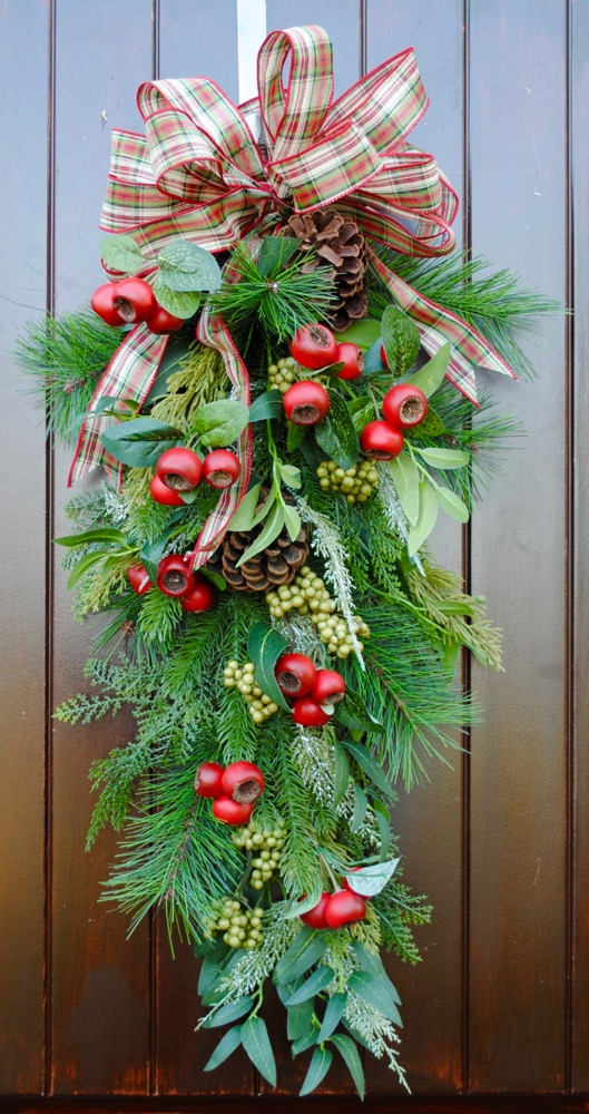 Christmas door swag~Holiday door swag~Christmas holly swag~holiday orn ...